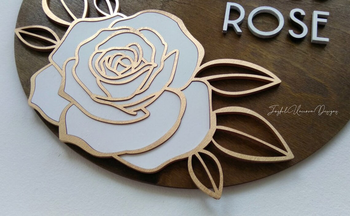 Rose Nursery Sign SVG Girl Nursery Name Sign SVG Wood Round - Etsy