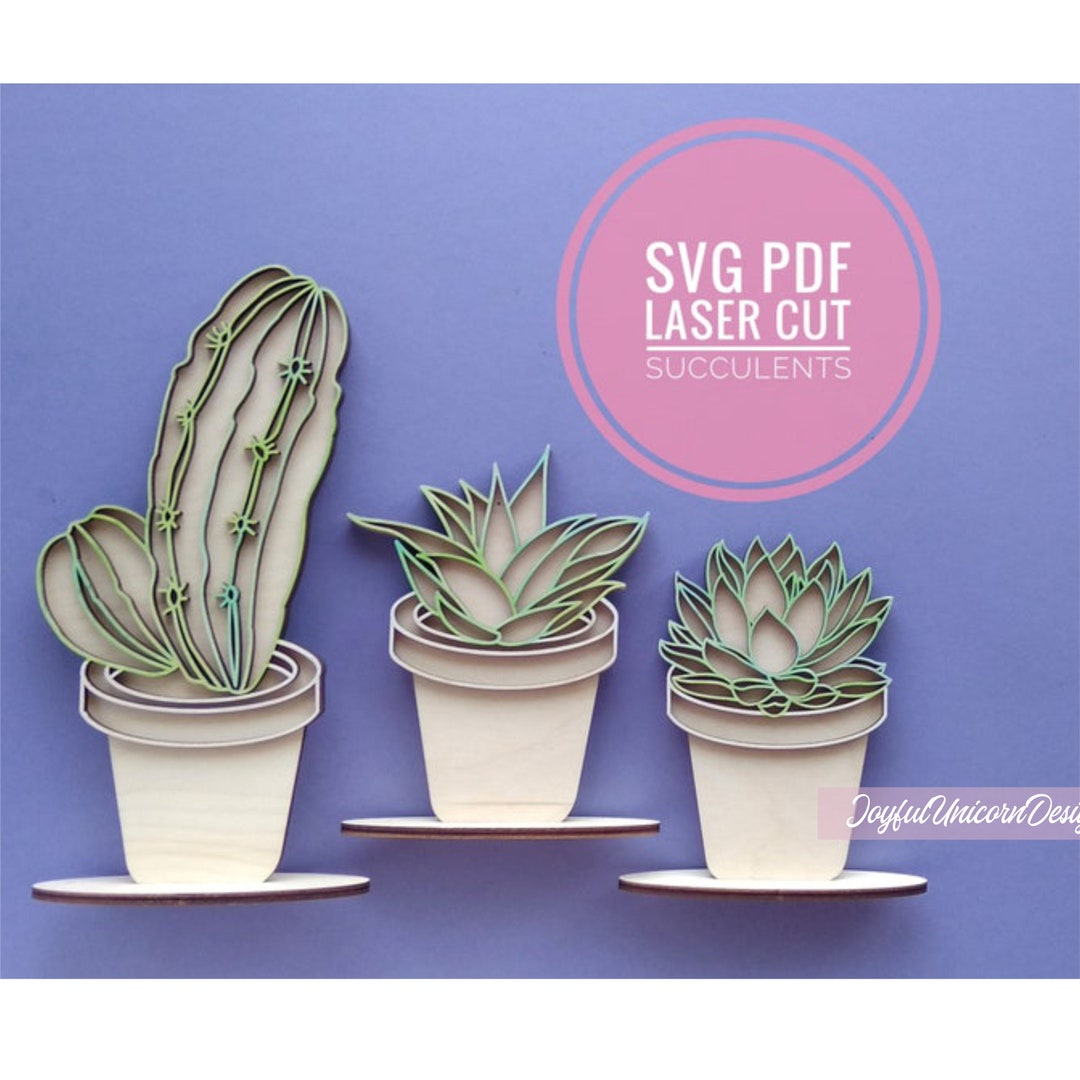 Cactus SVG Bundle, Potted Plants SVG, Succulents SVG, Laser Cut Plant ...