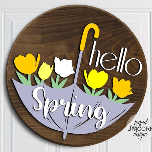 Hello Spring Welcome Sign SVG Round Door Hanger SVG Spring - Etsy Canada