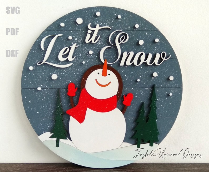 Let It Snow Sign SVG Christmas Snowman SVG Laser Cut File - Etsy