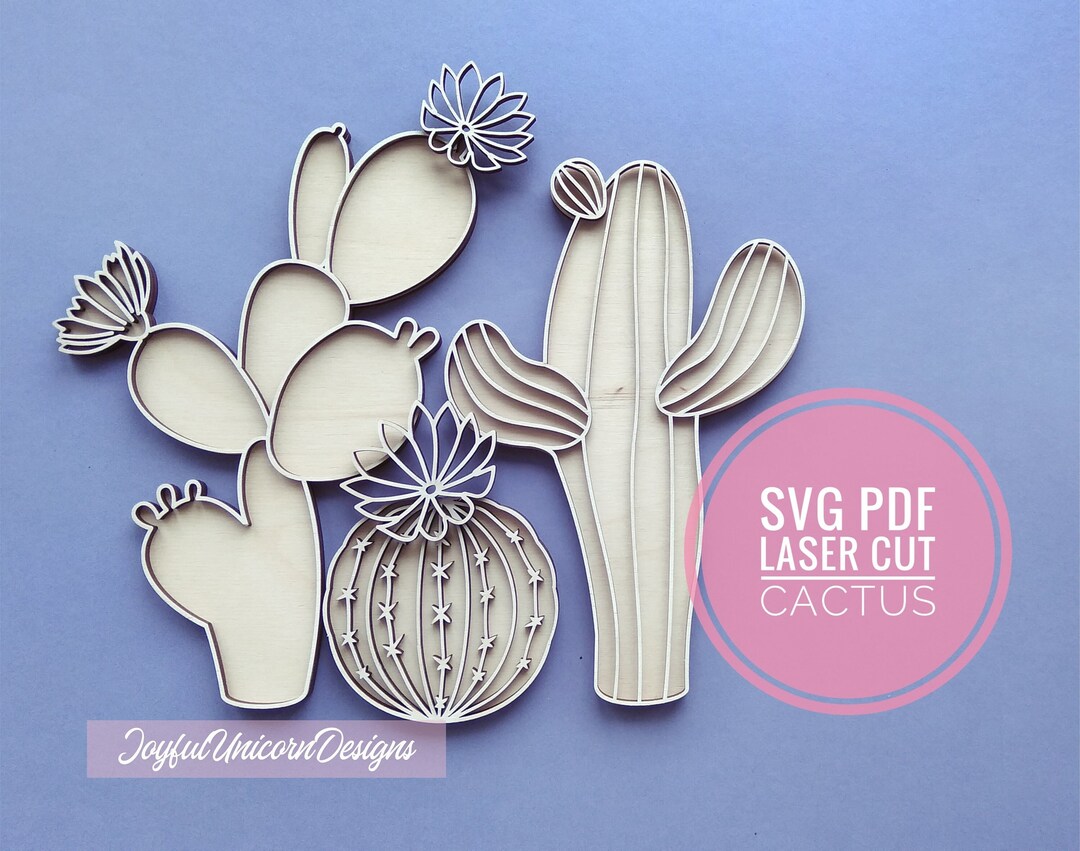 Cactus SVG Bundle Laser Cut Plants Laser Cut File for Cricut - Etsy