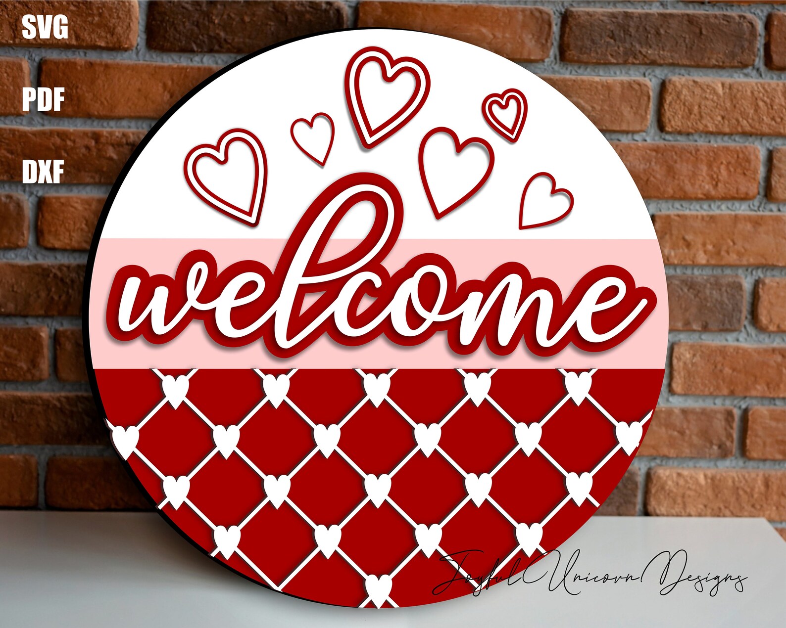 Valentines Day Welcome Sign SVG Wood Round Sign SVG Heart - Etsy