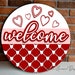 Valentines Day Welcome Sign SVG, Wood Round Sign SVG, Heart Door Hanger ...