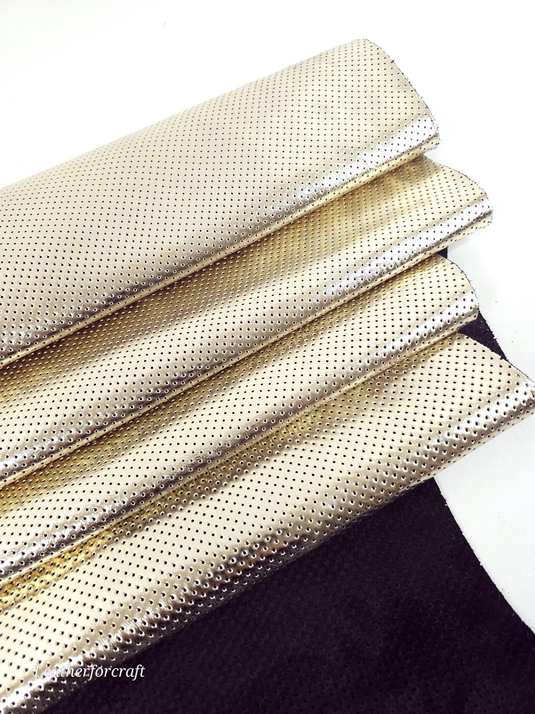 Champagne Metallic Perforated Soft Leather - Etsy