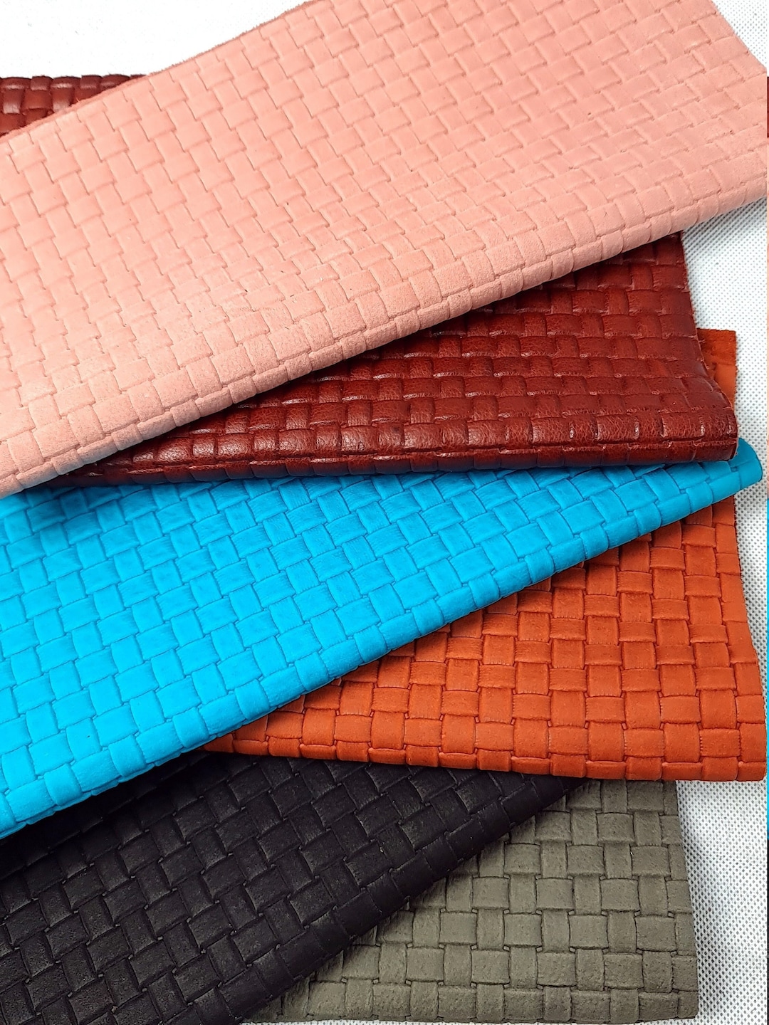 Large Basket Weave Embossed Genuine Leather for Earrings, Acessories ...