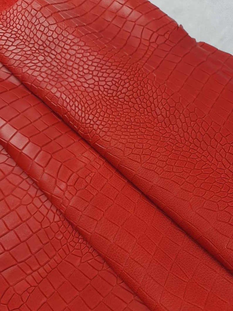 Red Crocodile Alligator Leather Embossed Amazing Relief Croco 0Z 1581 ...