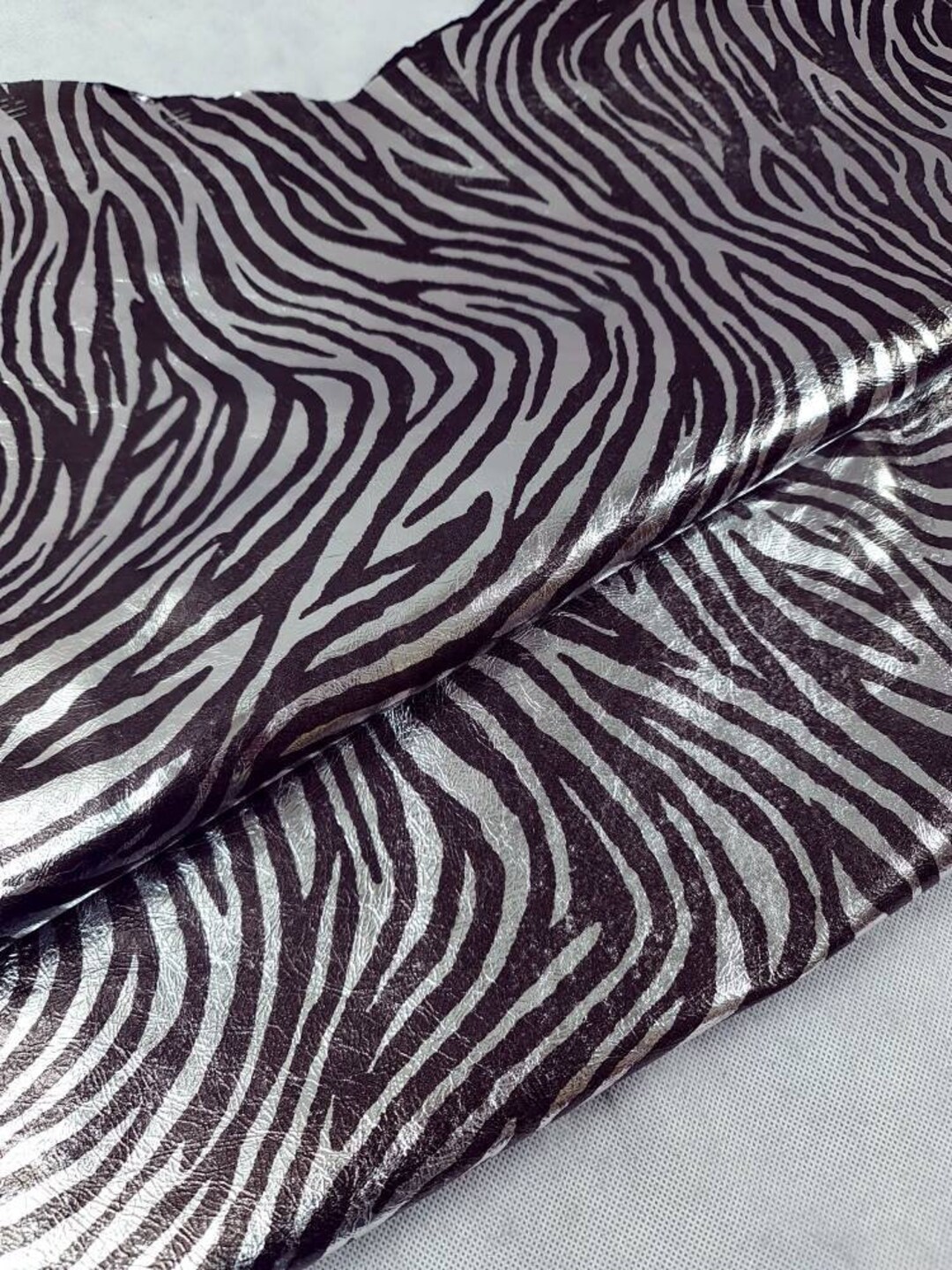 Silver and Black Zebra Metallic Goat Leather - Etsy