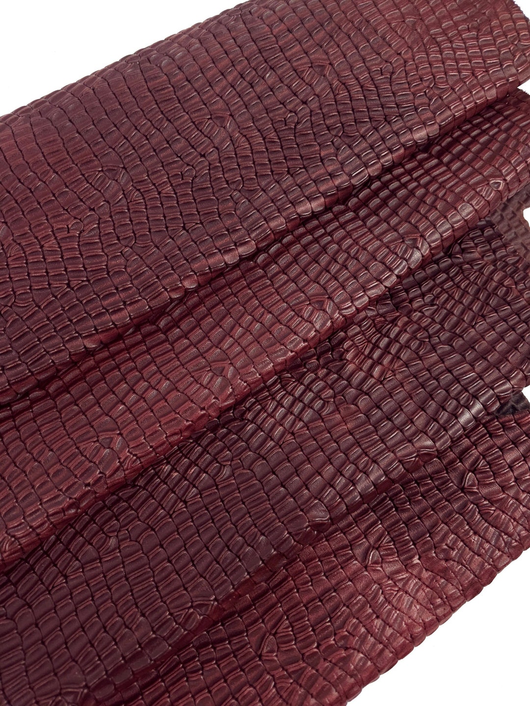 Oxblood Red Crocodile Alligator Leather Embossed Texture Amazing Relief ...