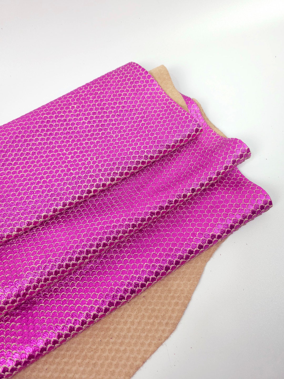 Metallic Pink Mermaid Scale Soft Leather - Etsy