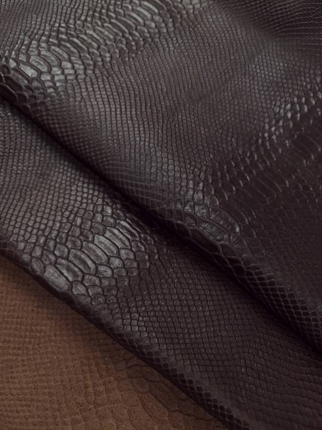 Dark Brown Snake Leather Embossed Amazing Relief 0Z 2004 - Etsy