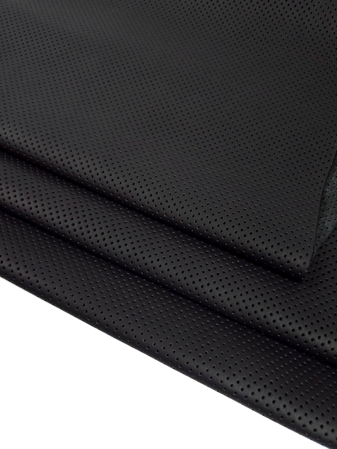 Jet Black Matte Perforated Soft Leather - Etsy