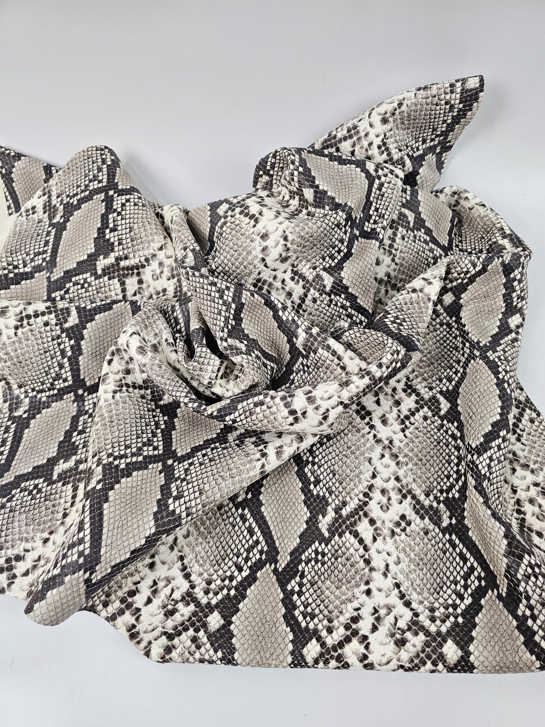 White and Black Laminated Snake Pattern Relief Leather - Etsy