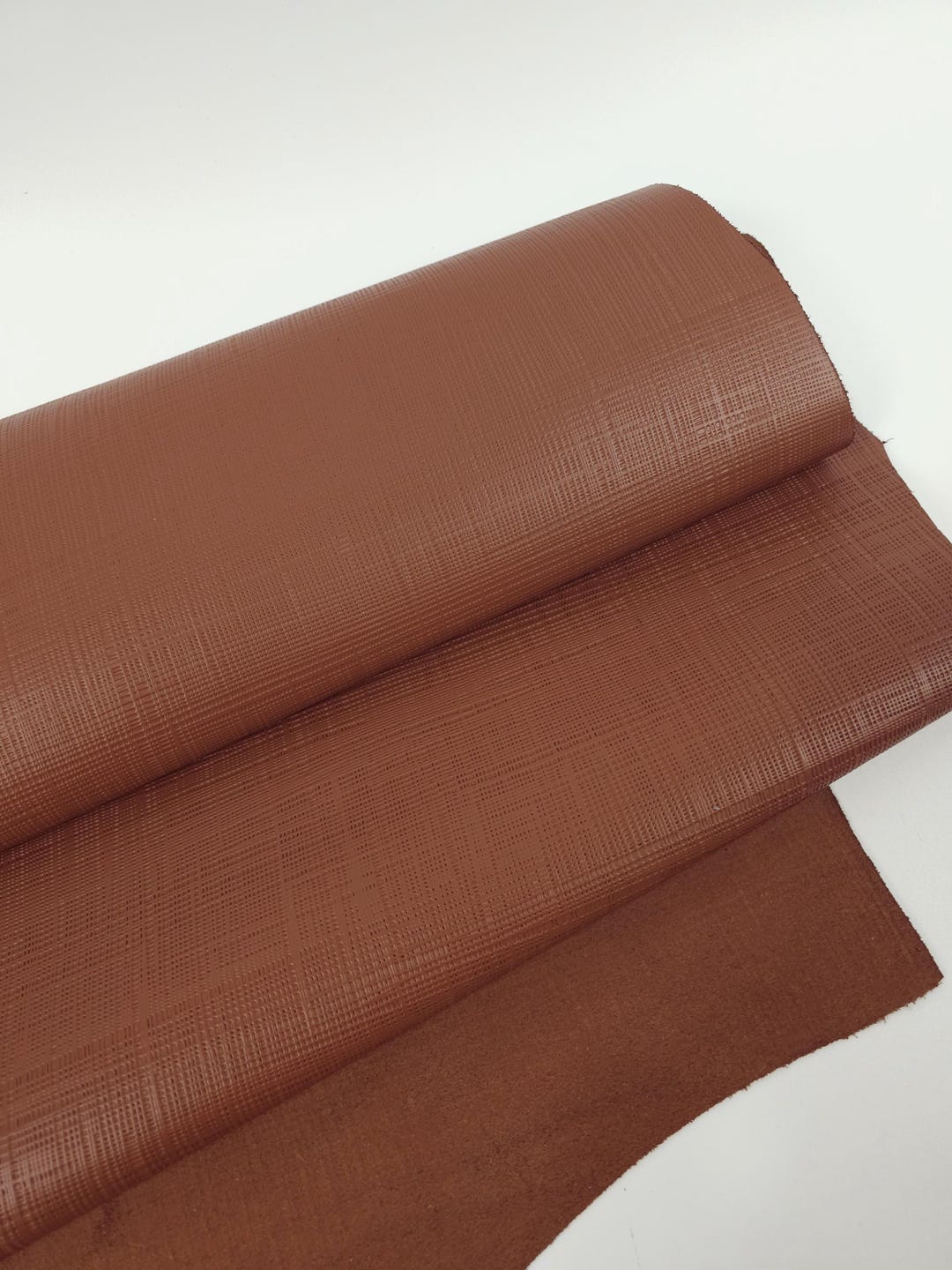 Cognac Spun Linen Premium Grain Embossed Premium Texture Leather - Etsy