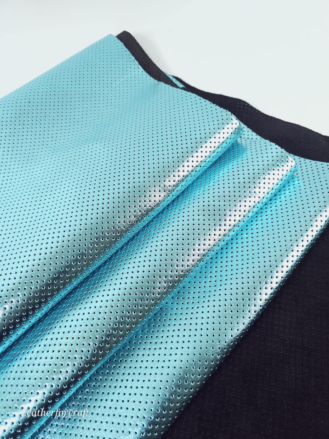 Blue Metallic Perforated Soft Leather - Etsy