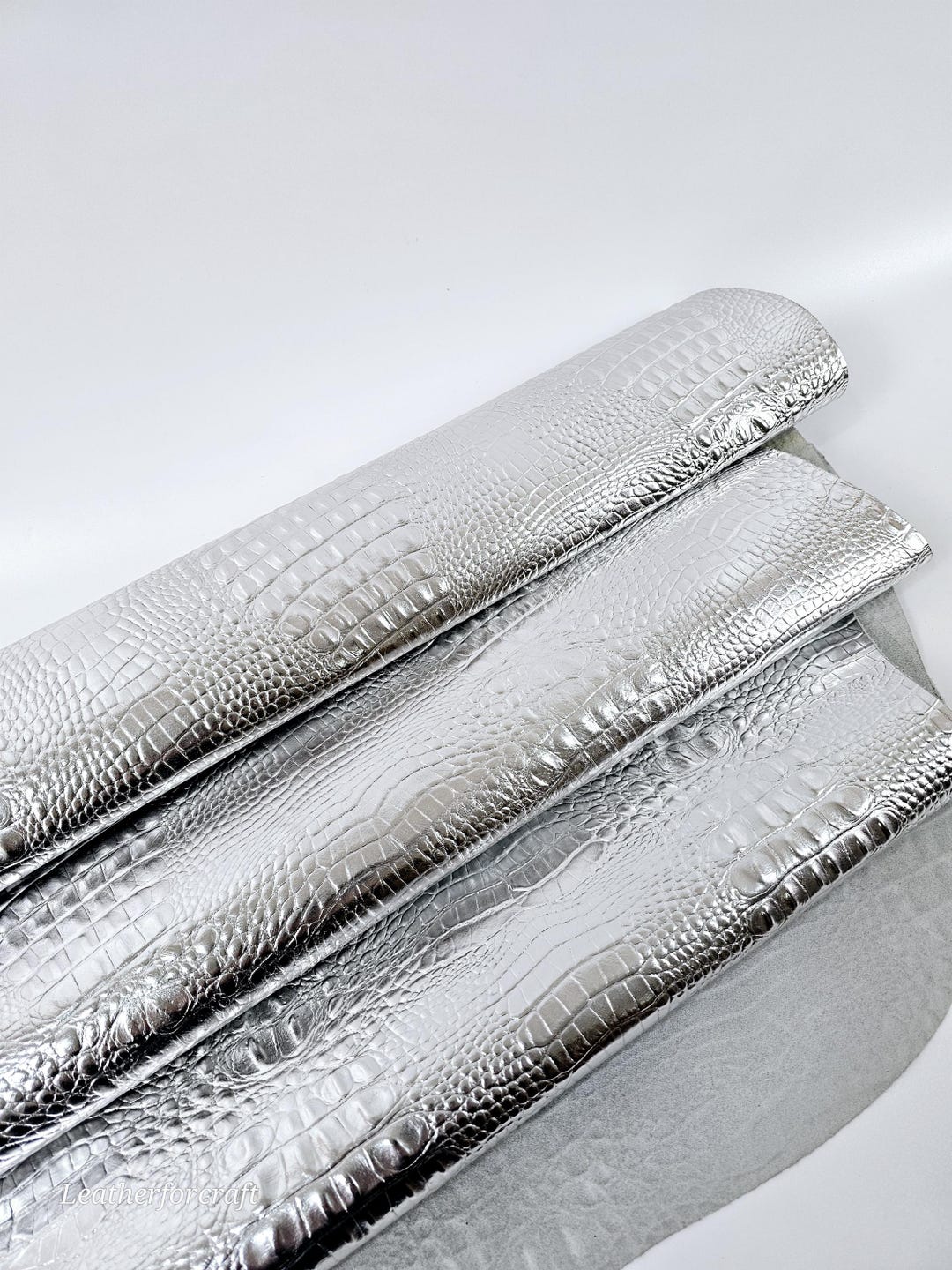 Silver Metallic Crocodile Alligator Leather Embossed Texture Amazing ...