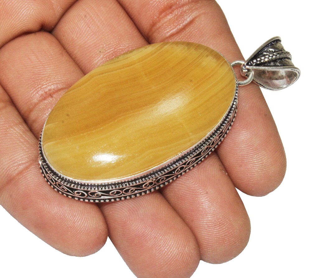 Yellow Calcite Pendant ,yellow Calcite Gemstone Pandant, Designer ...