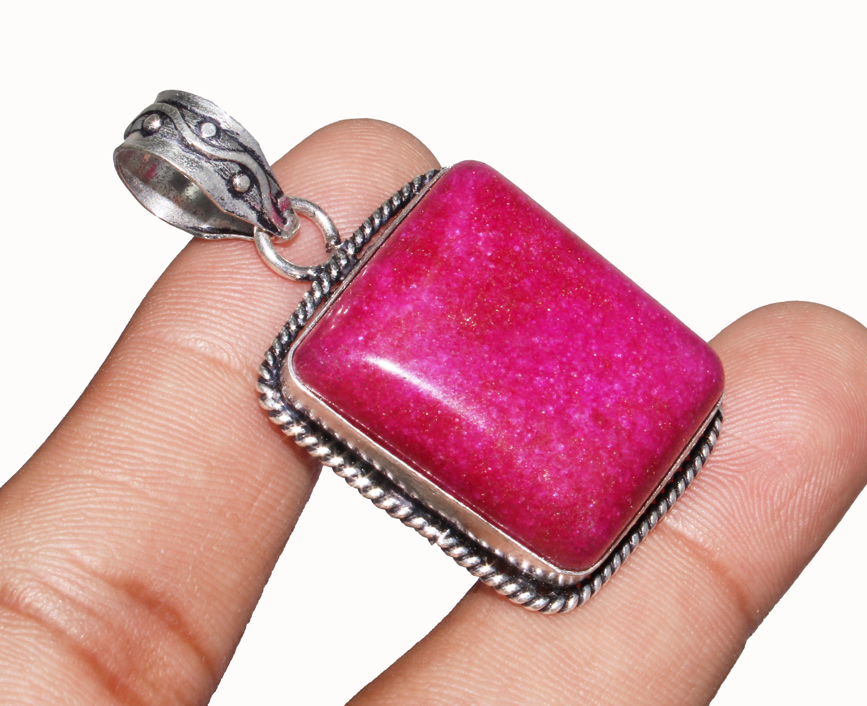 Synthetic Pink Ruby Pendant / Pink Ruby Gemstone Pendant | Etsy