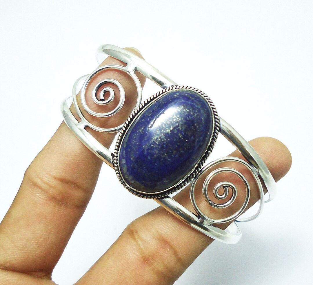 Lapis Lazuli Bangle, Lapis Lazuli Gemstone Bangle, Adjustable Cuff ...