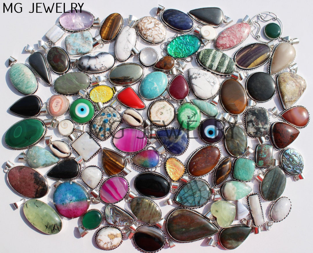 Pendants Lot , Multi Gemstone Pendants Lot , Mix Gemstone Pendants ...