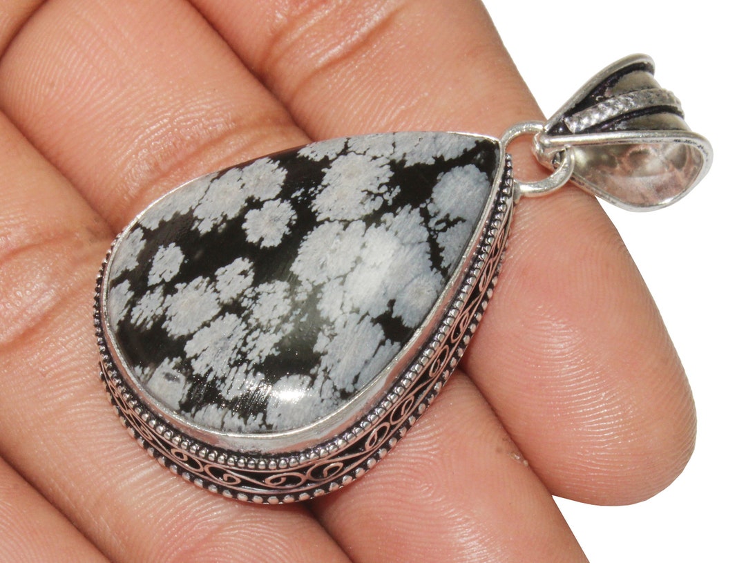 Snowflake Obsidian Pendant, Gemstone Pandant, Designer Pendant, Vintage ...