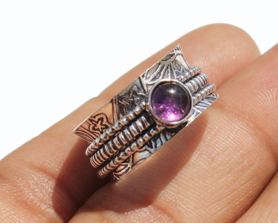 Amethyst Spinning Spinner Ring , Meditation Ring , Designer Ring ...