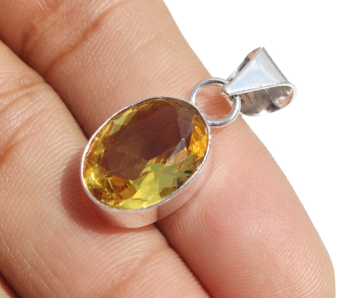 Citrine Pendant, Citrine Gemstone Pandant, Stackable Pendant, Citrine ...