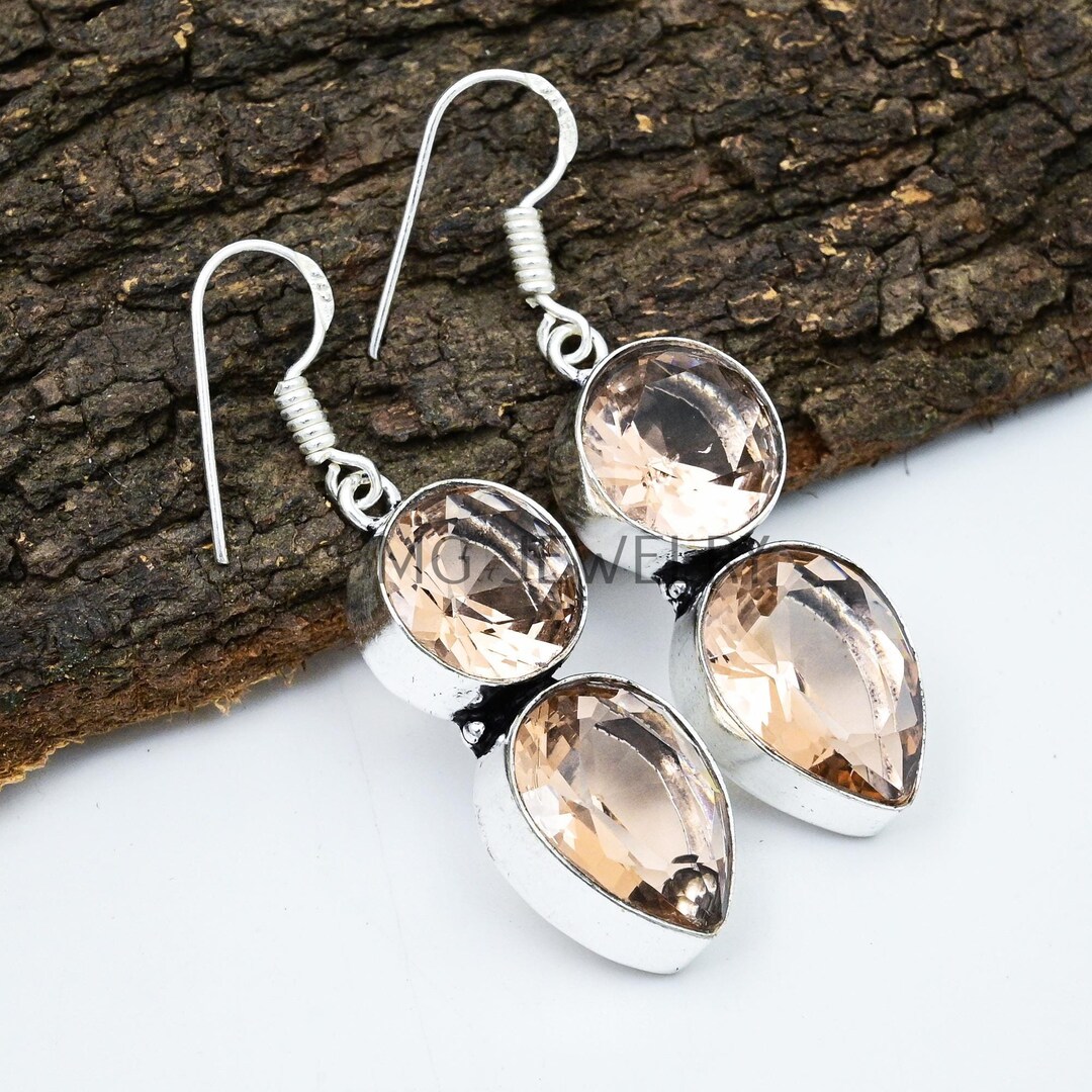 Imperial Quartz Earrings, Imperial Quartz Gemstone Earring, Double ...