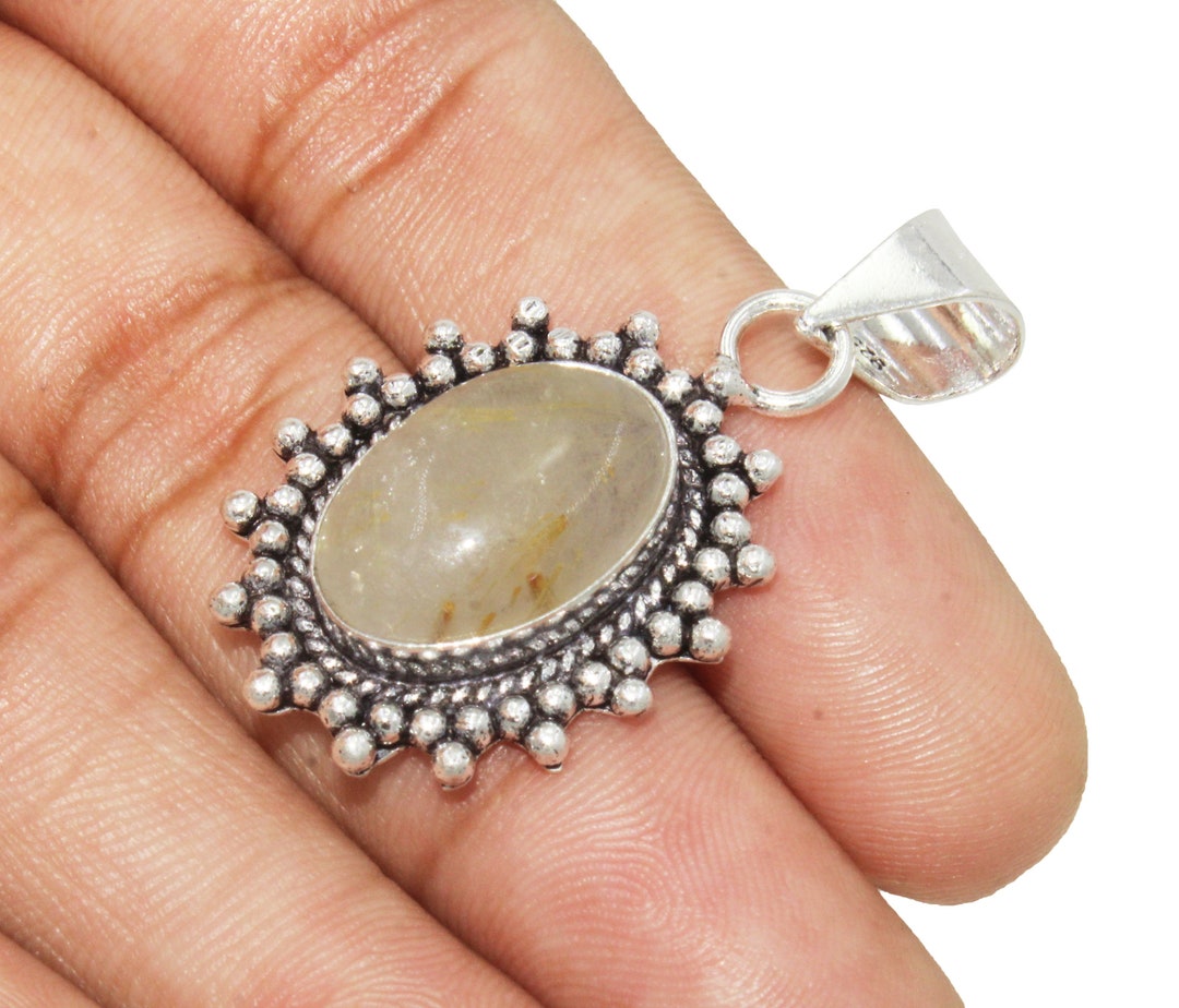 Natural Golden Rutile Pendant, Golden Rutile Gemstone Designer Pandant ...
