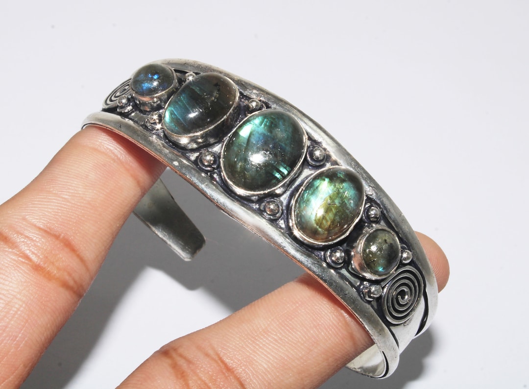 Labradorite Bangle , Labradorite Gemstone Bangle , Designer Cuff ...