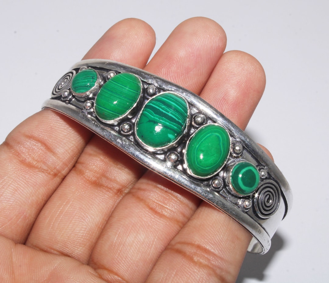 Malachite Bangle , Malachite Gemstone Bangle , Designer Cuff Bracelet ...