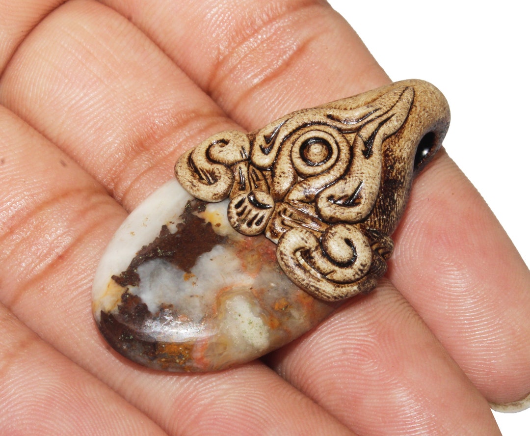 Natural Turkish Agate Polymer Clay Pendant , Agate Gemstone Pendant ...