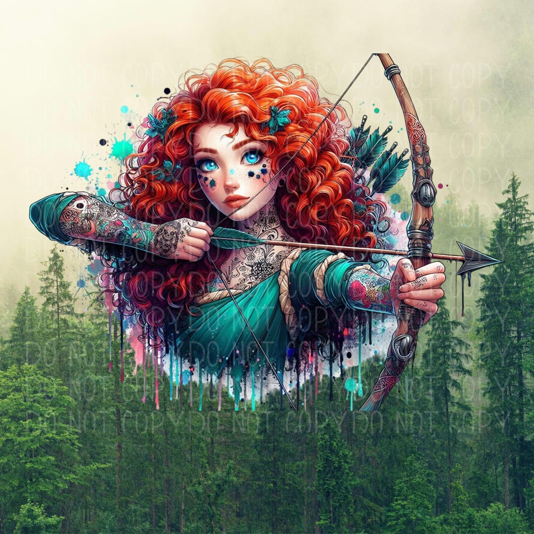 Tattooed Merida Princess PNG Clipart, Sublimation Design (digital ...