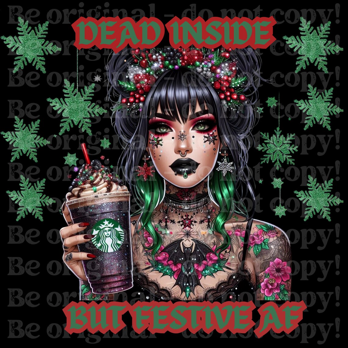 Tattoo Goth Christmas Festive Af-png Digital Download Only.clipart ...