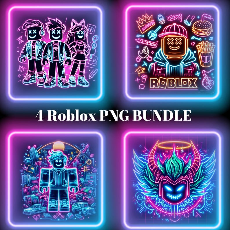 Bundle of 4 Roblox Neon Png's-digital Download Only.clipart, Printable ...