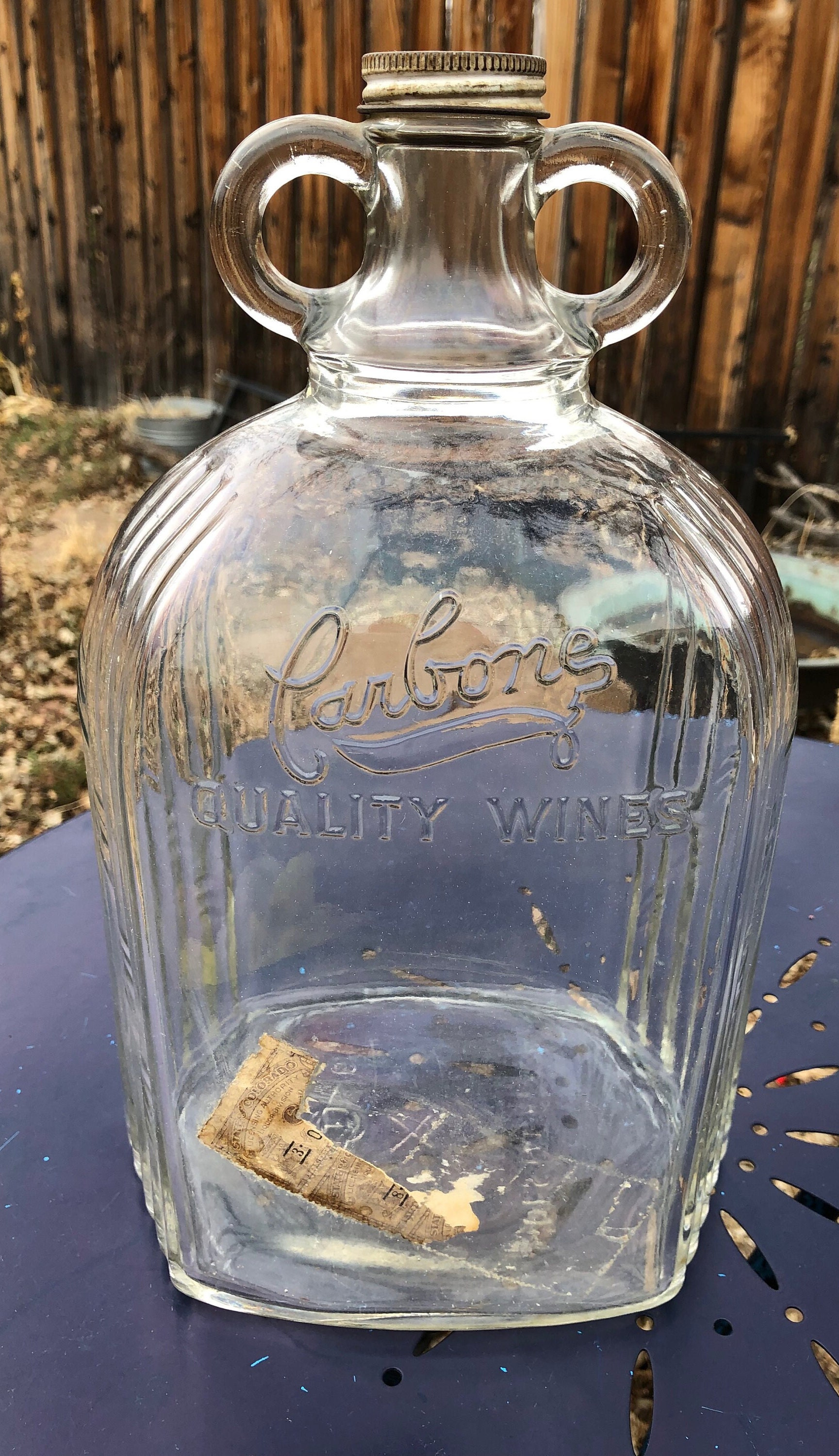 Vintage One Gallon Wine Jug, CARBONE, Art Deco, Colorado TAX Stamp - Etsy