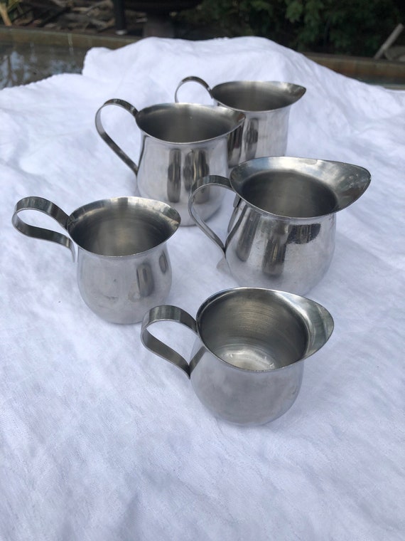 5 Stainless Steel Cream Pitchers Set of 5 Vintage Restaurant - Etsy