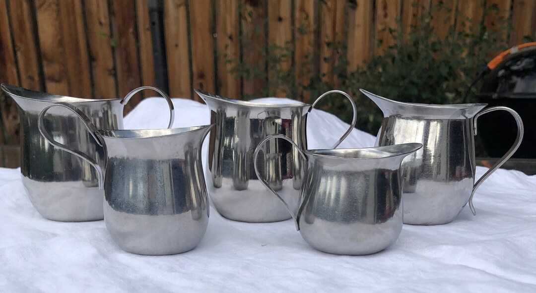 5 Stainless Steel Cream Pitchers Set of 5 Vintage Restaurant - Etsy
