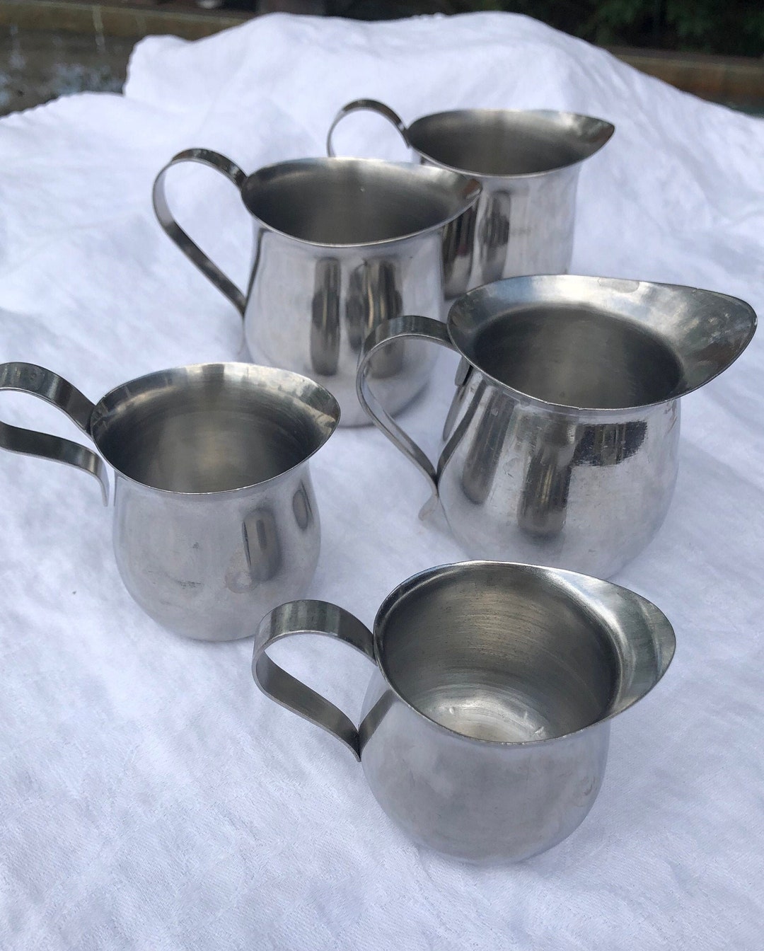 5 Stainless Steel Cream Pitchers, Set of 5, Vintage Restaurant Ware - Etsy