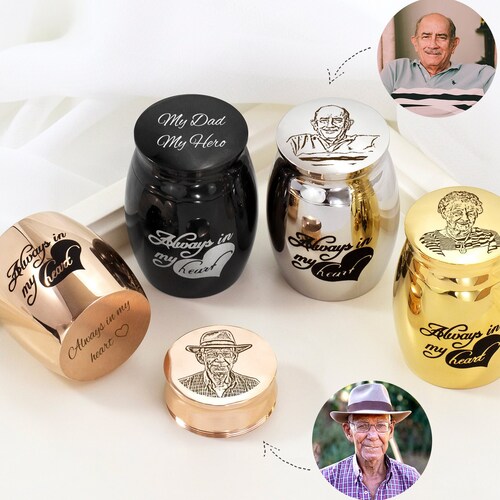 Custom Portrait From Photo on Urn Mini Urn for Human Ashes - Etsy