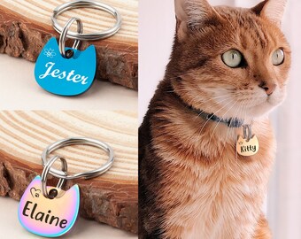 Personalized Cat Name Tag, Cute Simple Cat Name Tag, Personalised Pet ...