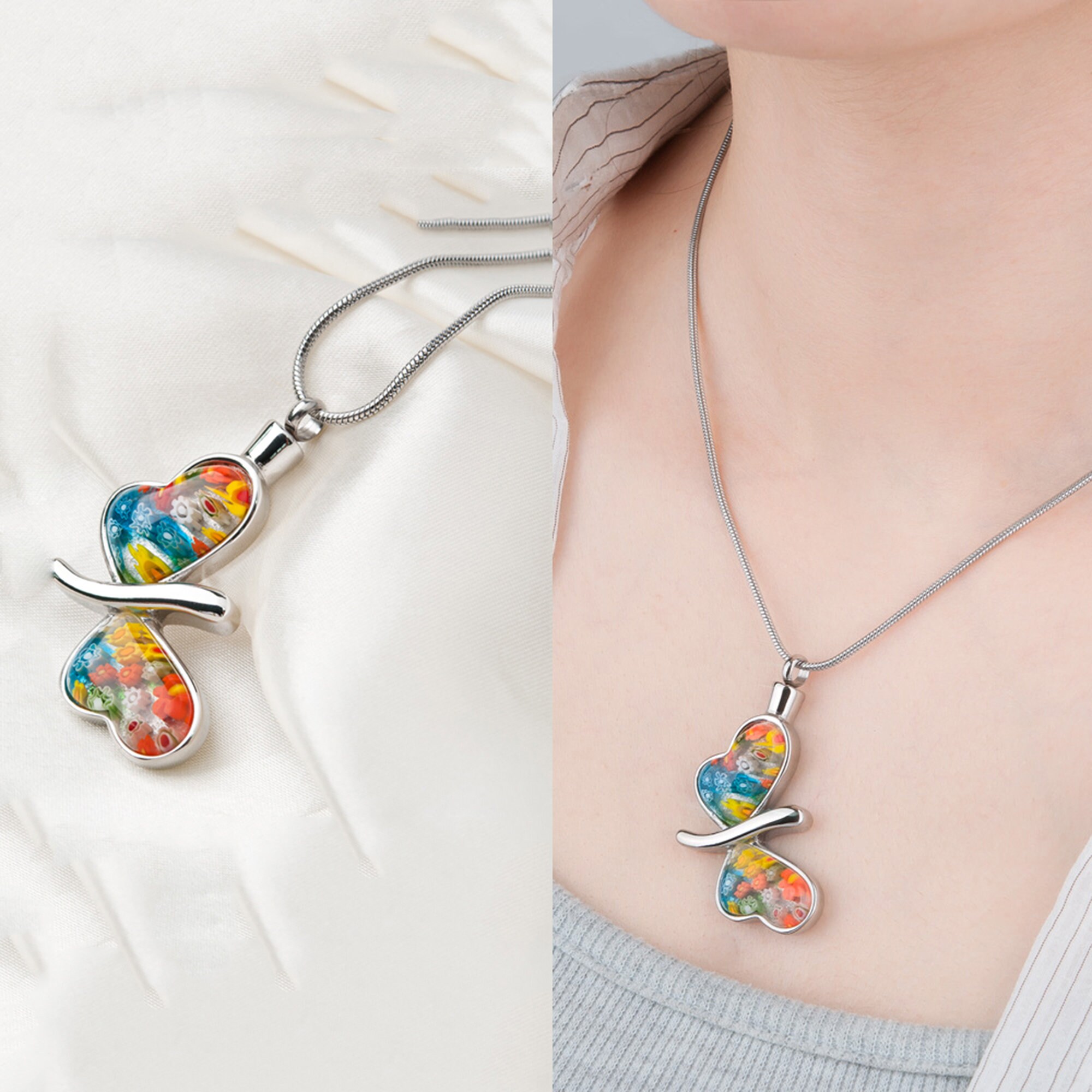 Urn Necklace for Women Butterfly Urn Necklace Personalized Cremation Jewelry Flower Patch Butterfly Ashes Necklace Memorial Loss Gift Etsy