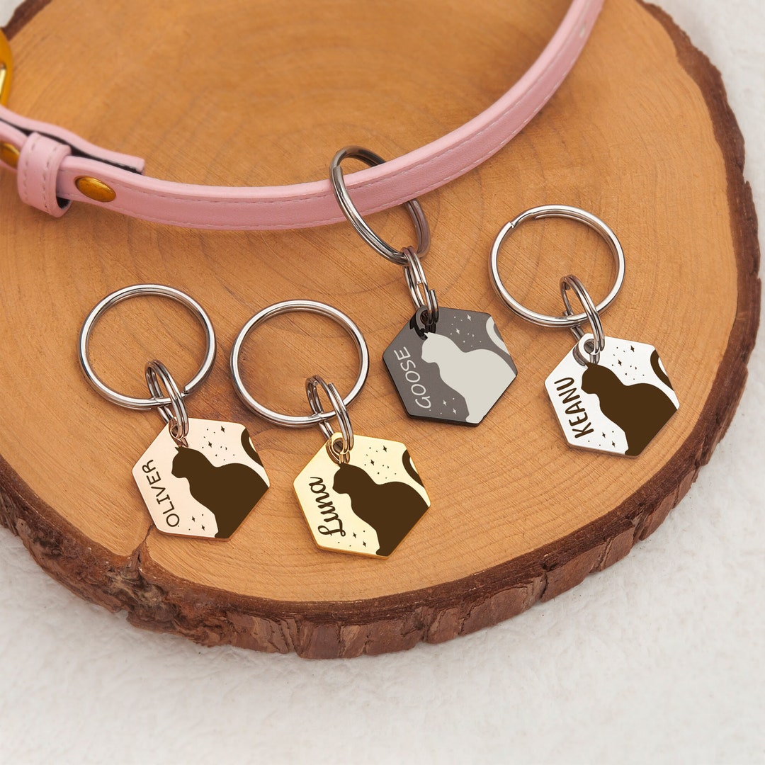 Cat Tag Personalized Cat Tag Custom Engraved Cat Name Tag Cat Id Tag ...