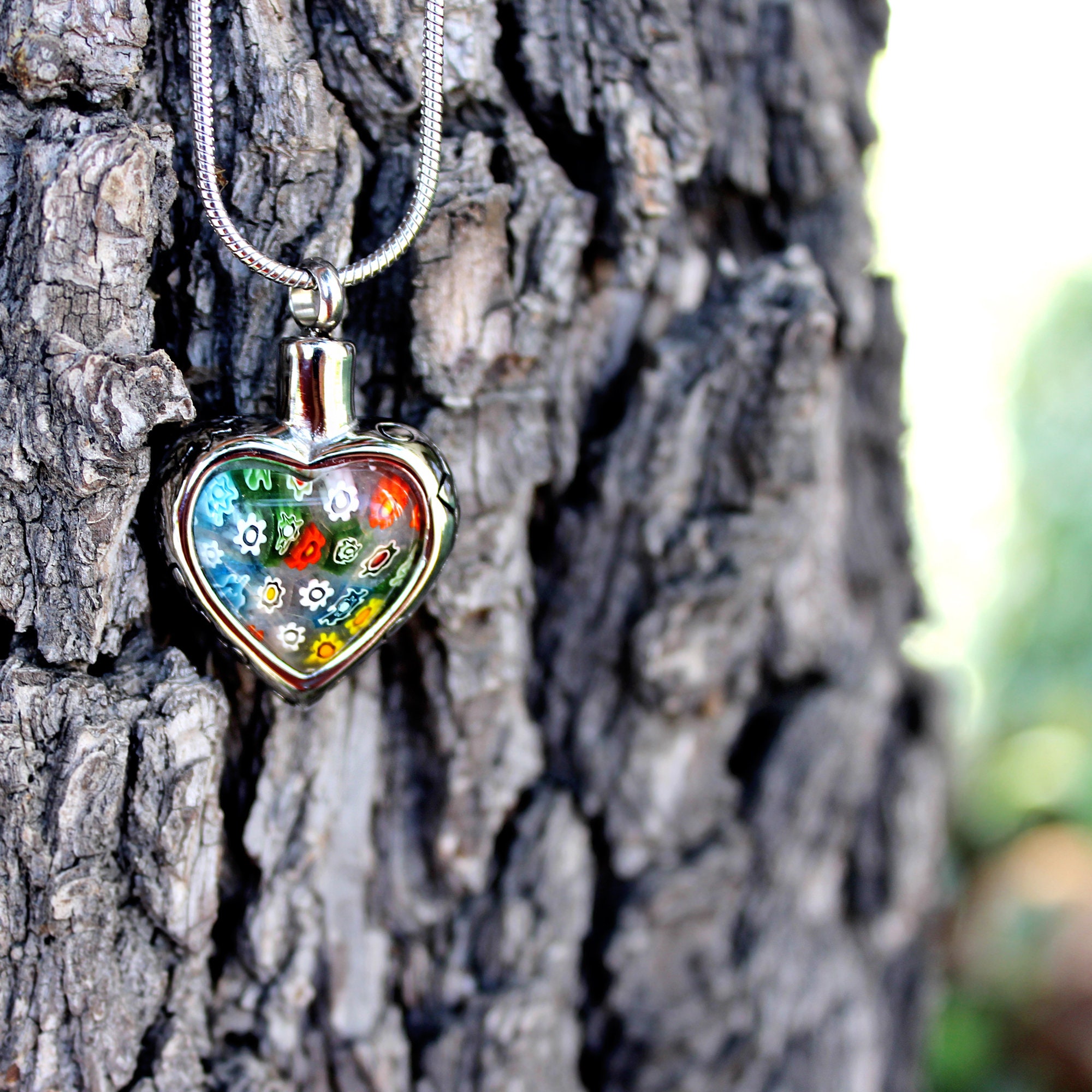Personalized Flower Patch Heart Cremation Jewelry for Ashes - Etsy