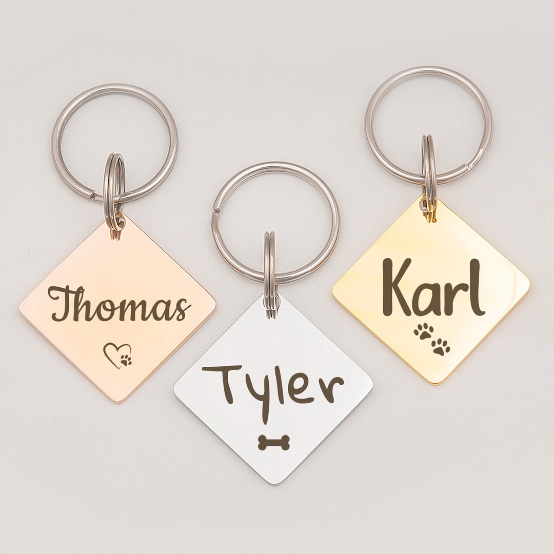 Dog Id Tag - Personalized Dog Name Tag - Stainless Steel Engraved Dog ...