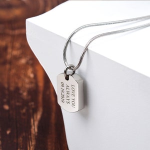 Cremation Jewelry for Men - Dog Tag Urn Necklace - Personalized Custom ...
