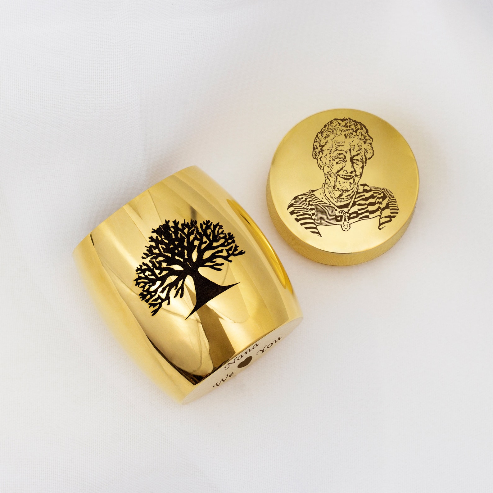 Portrait Photo Mini Urn Engraving Photo Cremation Urn Tree | Etsy