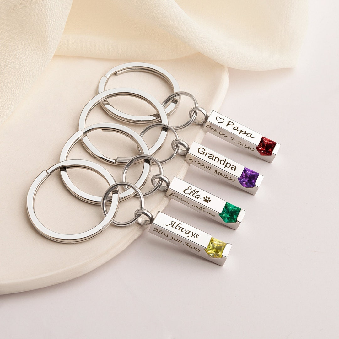 Personalized Cremation Urn - Engraved Memorial Keychain Birthstone ...