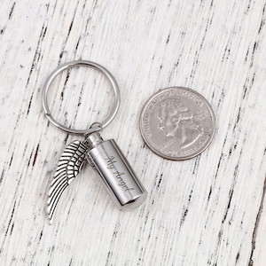 Urn Keychain for Human Ashes - Personalized Cremation Urn Keychain - Memorial Key Ring Angel ...