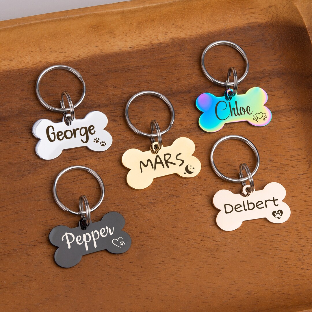 Dog Tag Bone Shape Dog Tags Dog Name Tag Custom Engraved Pet Tag Dog Id ...