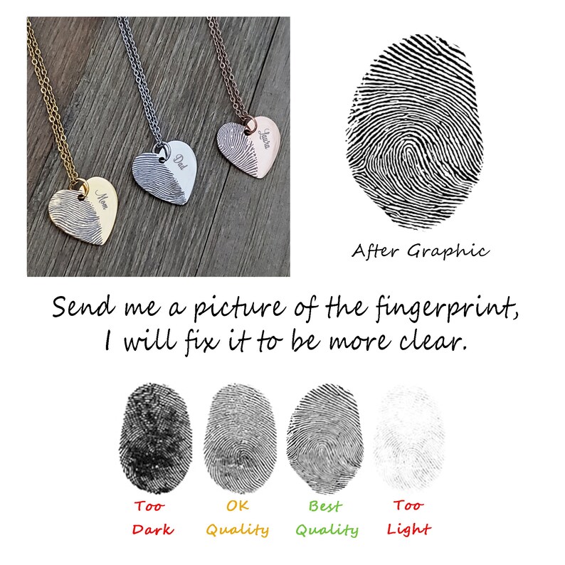 Fingerprint Custom Memorial Necklace for Dad Mom Personalized | Etsy